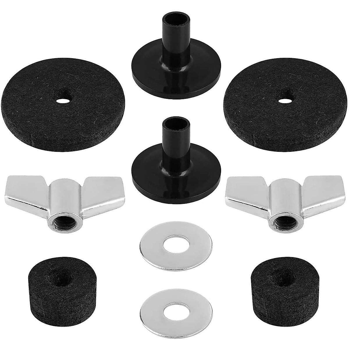 23 Pieces Cymbal Replacement Accessories Cymbal Felts Hi-Hat Clutch Felt Hi Hat Cup Felt Cymbal Sleeves with Base Wing Nuts Cymbal Washer and Drum Keys for Drum Set (23pcs)