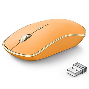 JOYACCESS J 2.4G Wireless Mouse Soft Click, Silent Travel Wireless Mouse for Laptop, 3200 DPI, 5 Adjustment Levels, Computer Mouse Wireless for Chromebook, Mac, PC, Notebook - Orange