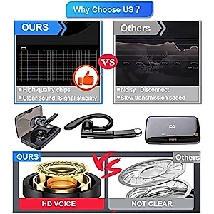 Wireless Headset Business Earpiece 30Hrs Playtime with 450mAh Charging Case Built-in Mic Noise Cancelling Headphone 5.0 Handsfree Sports Earphone for Android iOS Driving Trucker Driver Business Office