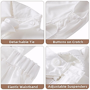 Booulfi Baby Boy Baptism Christening Clothing,Vest Bodyshirt Suspenders Pants Tie 5 Pieces Baby Boy Dress Outfit 3-6M