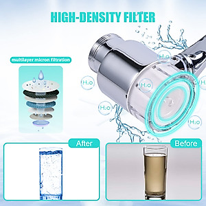 1440° Faucet Extender,2 Modes Pressurized Spray Attachment, Splash Filter Sink Faucet Aerator-Comes with 8 Replaceable Water Purifiers, Solid Brass Robotic Arm for Kitchen/Bathroom Face/Eye Wash