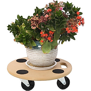 Furniture Moving Dolly, Heavy Duty Wood Rolling Mover with Wheels for Piano Couch Fridge Heavy Items, Securely Holds 500 Lbs (2pcs 15" Round Platform)