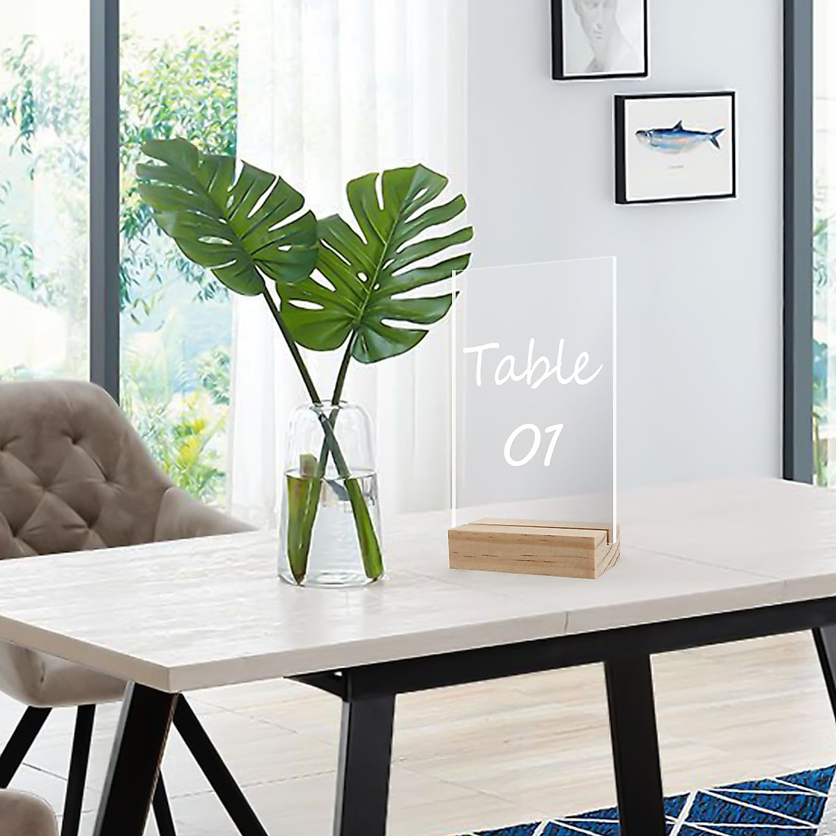 KEILEOHO 30 PCS Table Number Stands Wood, Table Card Holder Stand Wood, Wooden Table Number Holder, Wood Place Card Holder for Wedding Party Decoration, 2.75 x 1.38 x 0.71 Inch