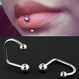 HUASAI Medusa Piercing Jewelry Stainless Steel Monroe Lip Rings for Women U Shaped Ball Tragus Cartilage Earrings Punk Pierced Body Jewelry Set(3 Pcs)