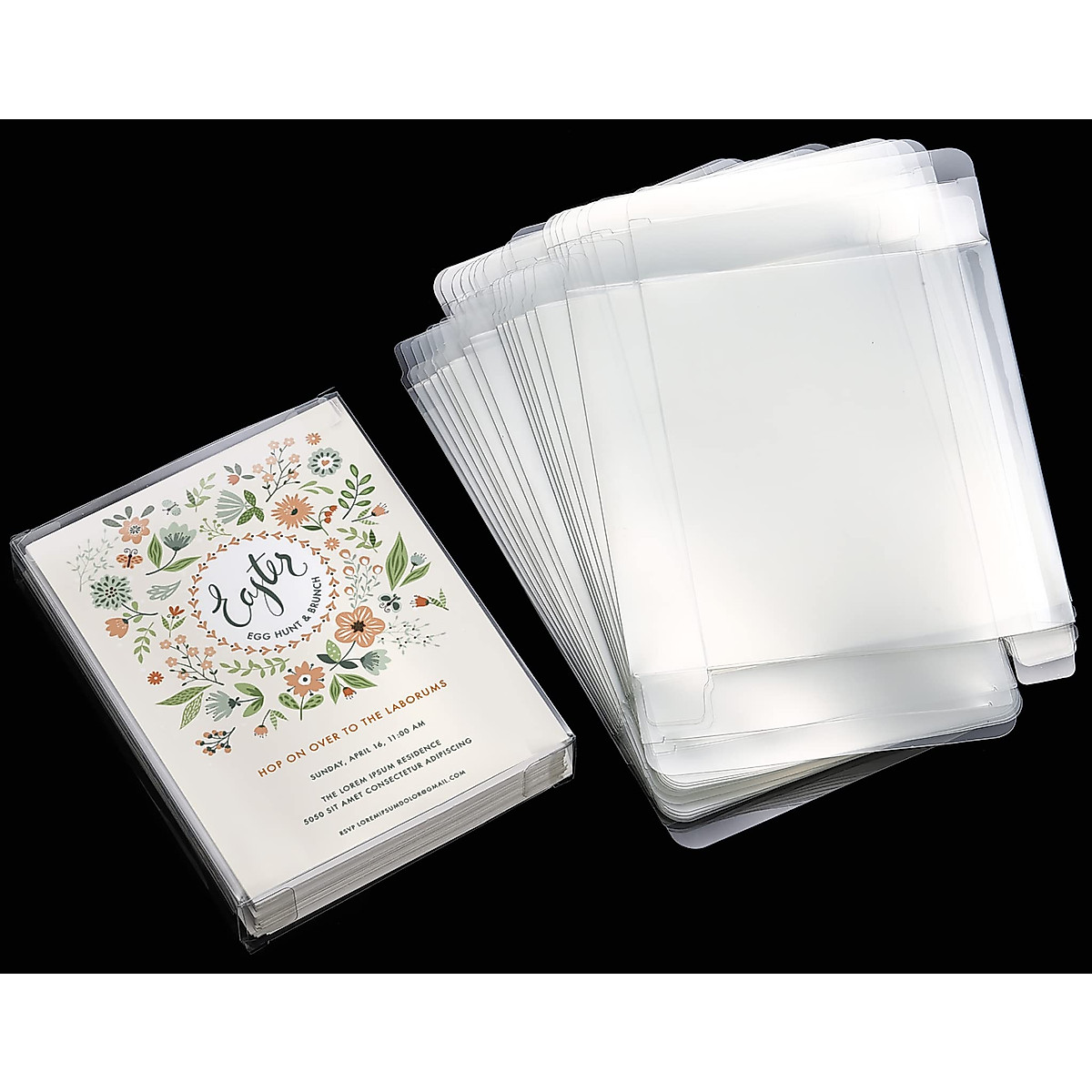 Yesland 60 Pack Clear Box for Greeting Cards, 6 x 4.75 x 1 Inch Rectangle Plastic Photo Storage Box Cases Fits A2 Size Cards Envelopes for Stationery Organizer, Small Business Supplies