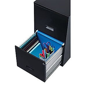 RACHK 18" Deep 2-Drawer Steel File Cabinet with Lock,Vertical Metal Filing Cabinet for Home Office,Fully Assembled, Black