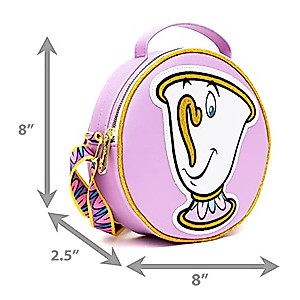 Disney Bag, Cross Body, Round, Beauty and the Beast Chip Poses, Lavender, Vegan Leather