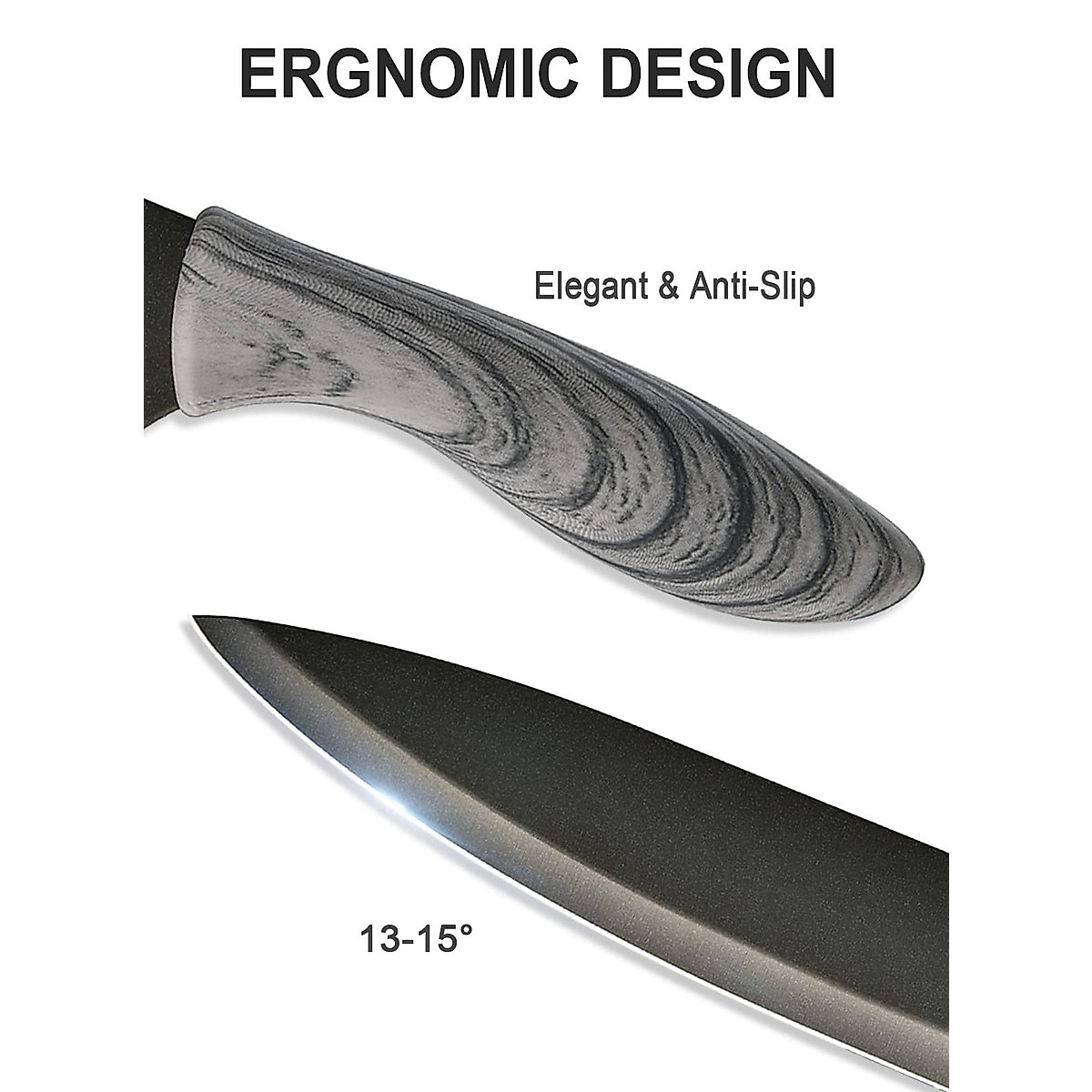 EUNA 9 Piece Kitchen Knife Set, Sharp Chef Knives Stainless Steel Cooking Knife Set (Included : 5 PCS Kitchen Knife Set and 4 PCS Steak Knife Set with 2 Gift boxs)