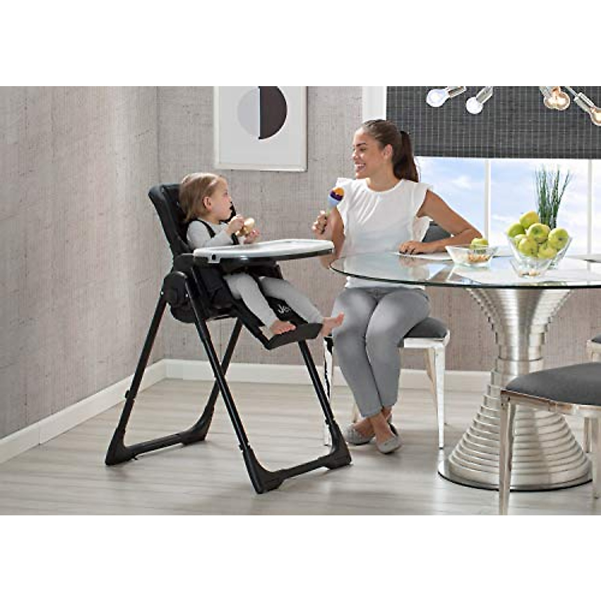 Jeep Classic Convertible 2-in-1 High Chair for Babies and Toddlers with Adjustable Height, Recline & Footrest - Dishwasher Safe Meal Tray, Midnight Black