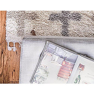 Unique Loom Hygge Shag Collection Modern Moroccan Inspired, Geometric Design, Plush & Cozy Area Rug, 2' 2" x 3' 0", Ivory/Tan