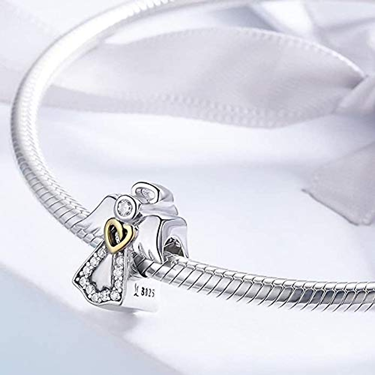 Bolenvi Guardian Angel Memorial 925 Sterling Silver Charm Bead Pendant for Pandora & Similar Charm Bracelets or Necklaces