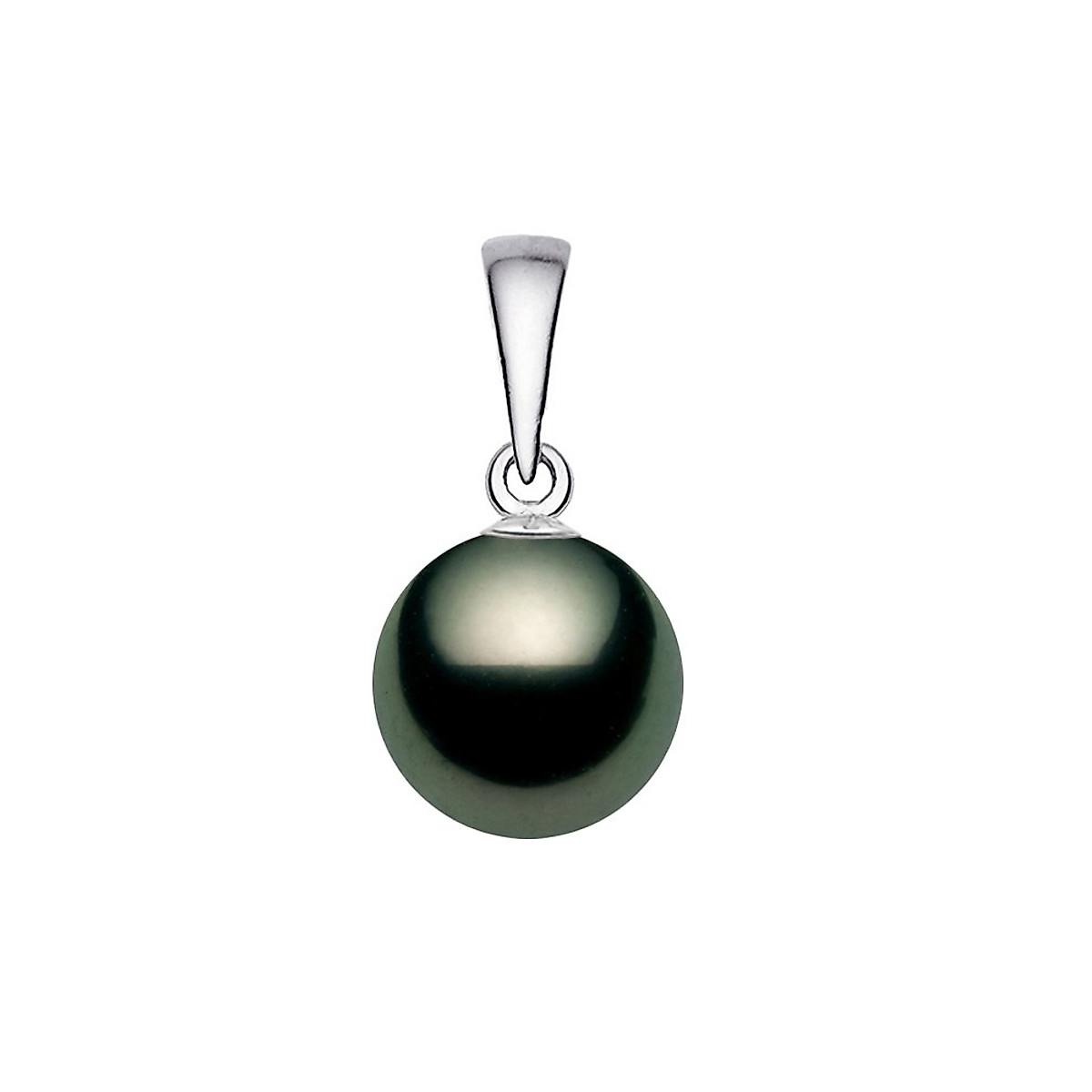 14K White Gold Black Tahitian Cultured Pearl Pendant for Women AA+ Quality (11-12mm) - PremiumPearl
