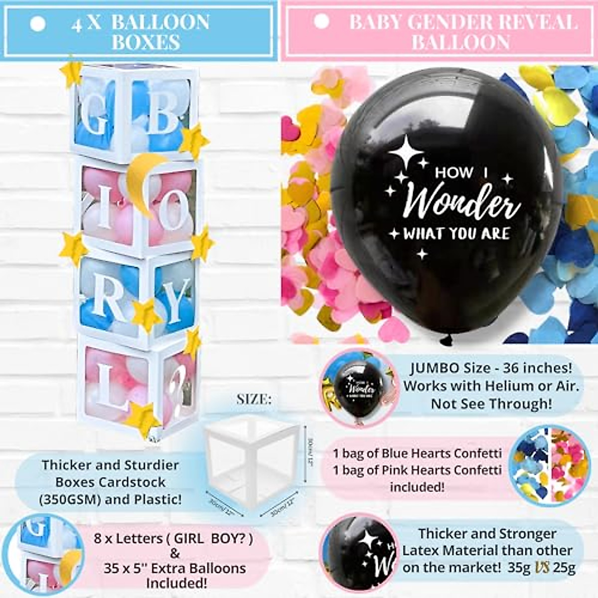 191 PC Twinkle Twinkle Little Star Gender Reveal Decorations - Includes Gender Reveal Balloon Arch Garland & GIRL BOY Balloon Boxes & Gender Reveal Balloon and More – Gender Reveal Ideas