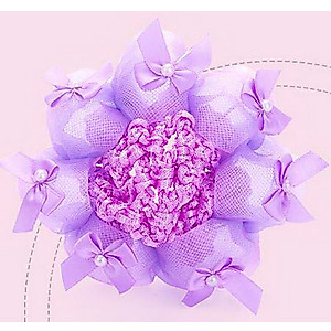 Set of 2 Girl Bun Mesh Snood Ballet Dance Bow Tie Hair Net Hair Accessory Purple