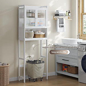 STDDRE Over The Toilet Storage Rack with Toilet Paper Holder Double Acrylic Door 3 Tier Freestanding Toilet Storage Rack Bathroom Storage Cabinet