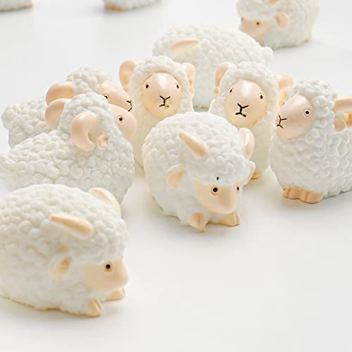 20PCS Miniature Sheep Figurines Sheep Cake Topper White Sheep Model Mini Animal Model for Flower Pot Fairy Garden Decoration