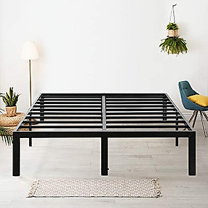 Olee Sleep 13 inch Galaxy Hybrid Gel Infused Memory Foam and Pocket Spring Mattress (King) & 18"; Heavy Duty King Steel Slat, No Box Spring Needed, Black