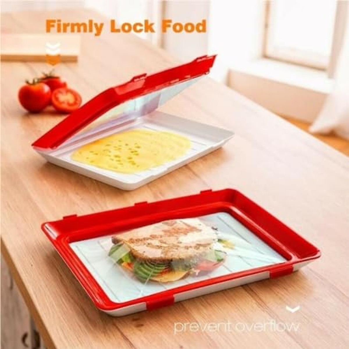 Food Preservation Tray - With Stretch Cover, Food Plastic Preservation Tray, Stacking Food Storage Trays, Stackable Food Tray Reusable Creative Fresh Tray Storage for Food Preservation (6Pcs)
