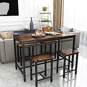 Recaceik 5 PCS Dining Table Set, Modern Kitchen Table and Chairs for 4, Wood Pub Bar Table Set Perfect for Breakfast Nook, Small Space Living Room