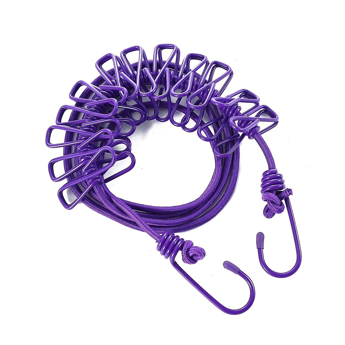 ALINNA Retractable Portable Clothesline, Travel Clothesline with 12 Clothespins for Indoor Laundry Drying, Outdoor Camping Accessories (Purple)