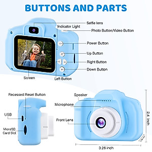 MAVREC Kids Digital Camera Toys for Boys Girls Age 3-9, 1080P HD Selfie Video Cameras for Toddler with 32GB SD Card, Best Easter Birthday Gifts for Boys Girls 3 4 5 6 7 8 9 Year Old Blue