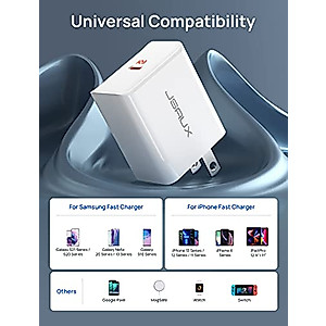 JSAUX 25W USB-C Wall Charger, Samsung Super Fast Charger Block PD Type C Adapter Compatible with Samsung Galaxy S22/S21/S21+/S20/Note20/10, iPhone 13 Pro, Z Flip/S9/S8/S10e, Pixel, and More-White