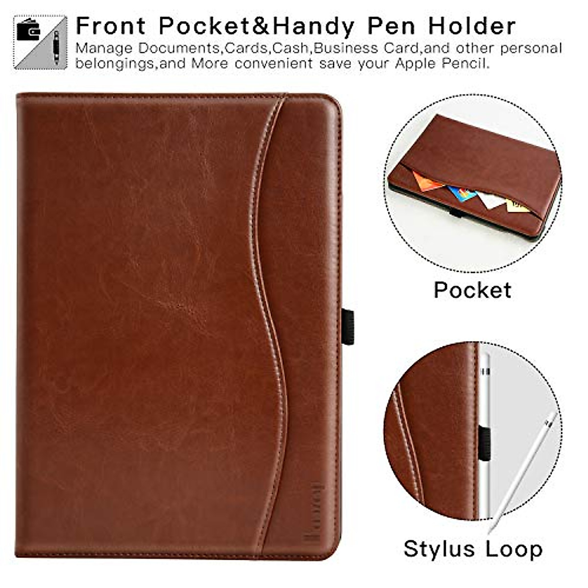 Ztotop Case for iPad Air 3rd Generation 2019/iPad Pro 10.5 Inch 2017, Premium PU Leather Business Folding Stand Folio Cover for iPad Air 3 Gen, Brown