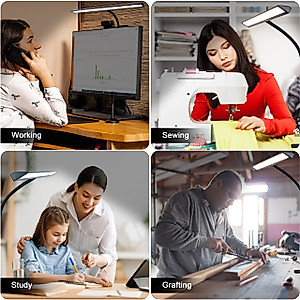 KAiSnova LED Desk Lamp with Clamp, 10W Clip Lamp for Desk 50 Lighting Modes Computer Monitor Lights 360° Flexible Gooseneck Desktop Lighting for Office Home Video Conferencing Workbench Drafting