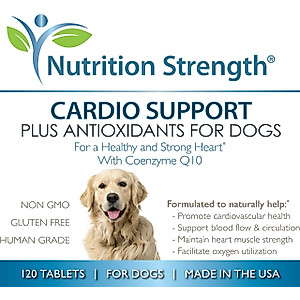 Nutrition Strength Cardio Support for Dogs Plus Antioxidant, L-Carnitine, L-Taurine, with Coenzyme Q10 and Vitamin E, Promotes a Healthy and Strong Dog Heart, 120 Chewable Tablets