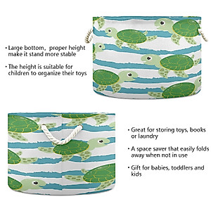 xigua Large Storage Basket Cotton Rope Basket Cute Sea Turtle Baby Laundry Basket for Blankets Toys Storage Basket Laundry Hamper