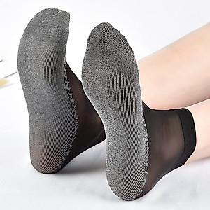 TeenFighter 10 Pairs Silky Nylon soft & breathable Ankle Socks for Girls, Cotton Sole Thin Elastic Socks for Women