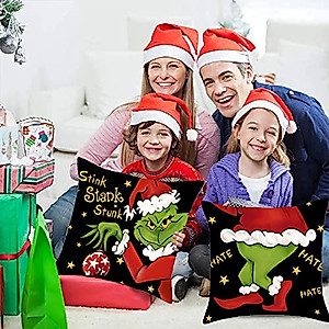 NEWSPIED Christmas Pillow Covers 18x18 Set of 4 for Christmas Decorations Christmas Pillows Winter Holiday Decor Farmhouse Throw Pillow Covers for Porch Home Couch Bed