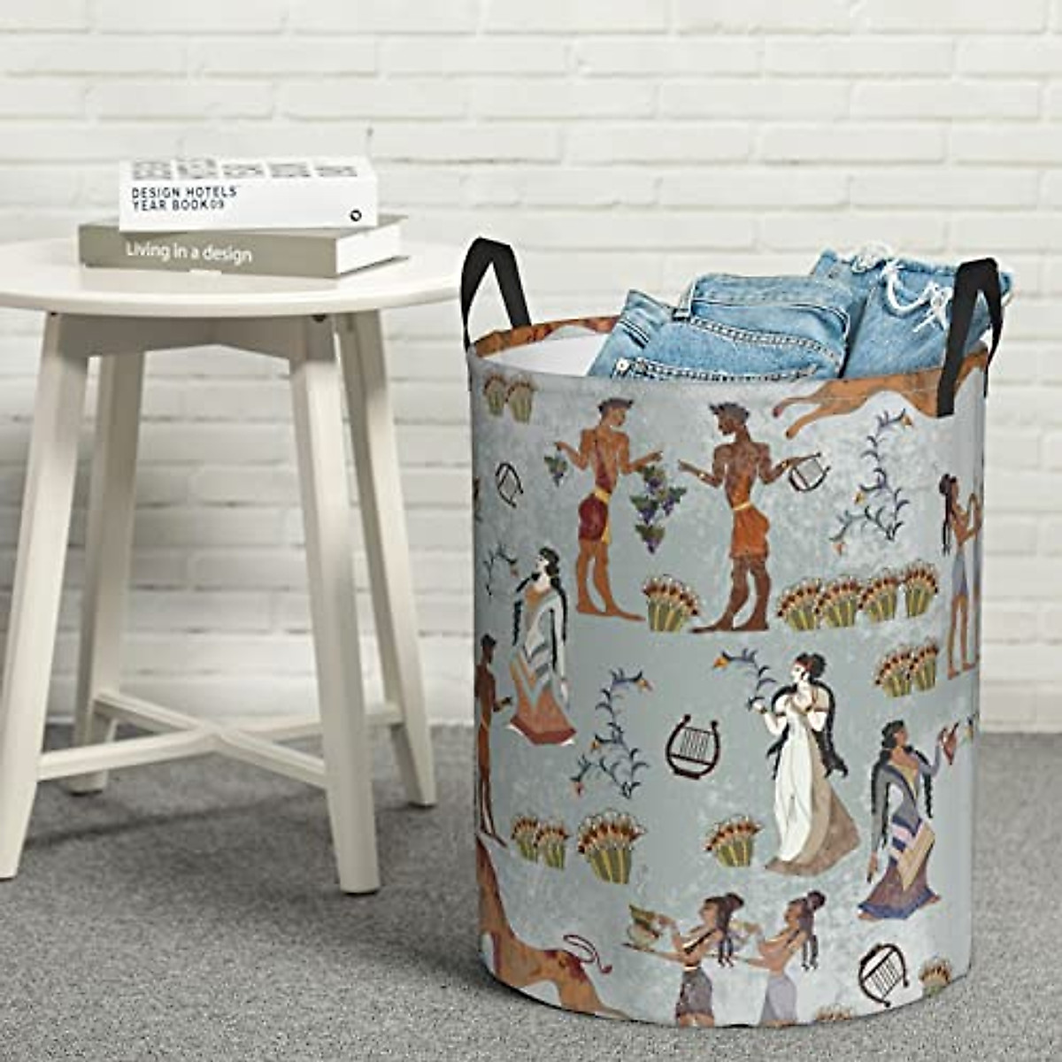 TIXYFAN Ancient Greece murals Mythology Old Laundry Hamper with Handle Laundry Basket Foldable Durable Clothes Hamper Laundry Bag Toy bin for Bathroom Bedroom Dorm Travel