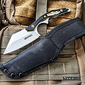 Tactical Knife Hunting Knife Survival Knife 7.25" Fixed Blade Knife With Hybrid Blade Camping Accessories Camping Gear Survival Kit Survival Gear Tactical Gear 79224 (Black / Gold)