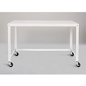Office Dimensions 21647 White RTA 48" Wide Mobile Metal Desk Workstation Home Office Collection