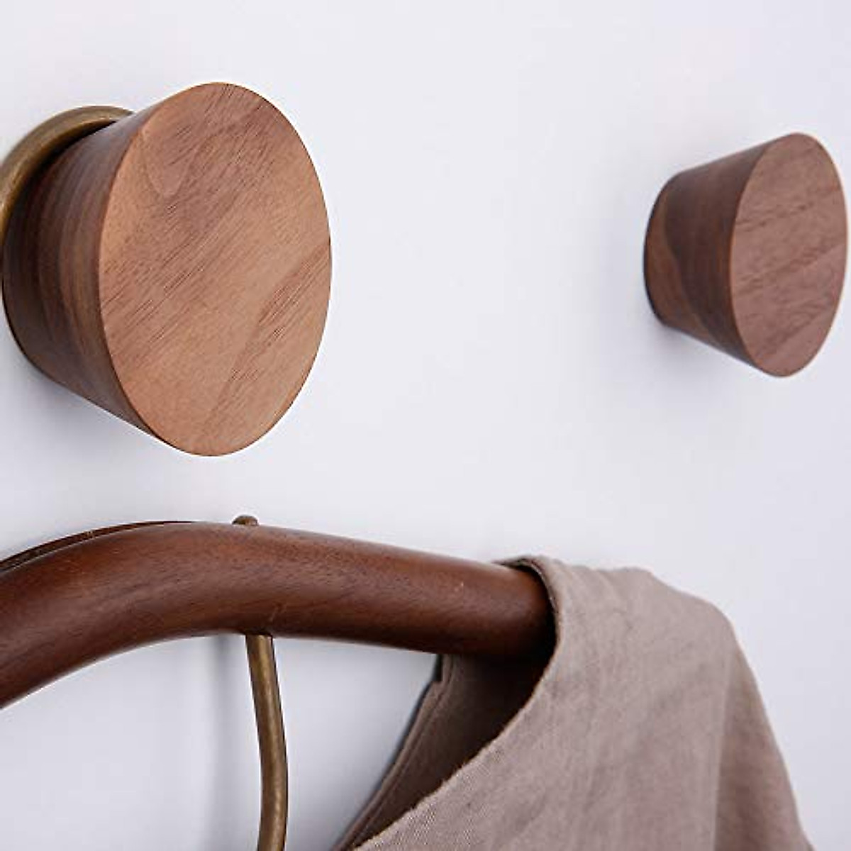 3 Piece Natural 3 PCS, Natural Wooden Coat Hooks, Wall Mount Single Hat Bag Hooks, Decorative Cone Hooks (Black walunt)