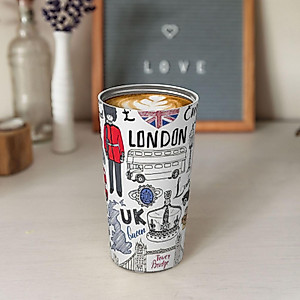 WANGXUEE I Love London Print 500ml Stainless Steel Travel Tumbler Double Wall Vacuum Insulated Coffee Mug