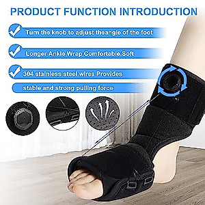 Plantar Fasciitis Relief Night Splint - Upgrade Achilles Tendonitis Brace with Rotating Knob Iron Wire Elastic Dorsal Night Splint, for Women & Men Plantar Fasciitis Relief Foot Drop Heel Arch Pain.