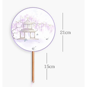 Paper Fan Folding Fan Chinese Fan 2Pieces Hand Fan Folded Ancient Chinese Style Hanfu Cheongsam Costume Embroidery Small Round Fan Folding Hand Fan Japanese Fan (Color : 2pieces-c, Size : Fan diamet
