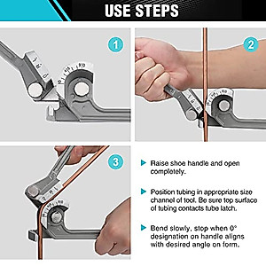 DURATECH Tube Bender, Pipe Bender, 3-IN-1, 1/4", 5/16", 3/8", for Copper, Brass, Aluminum and Thin Steel Pipes