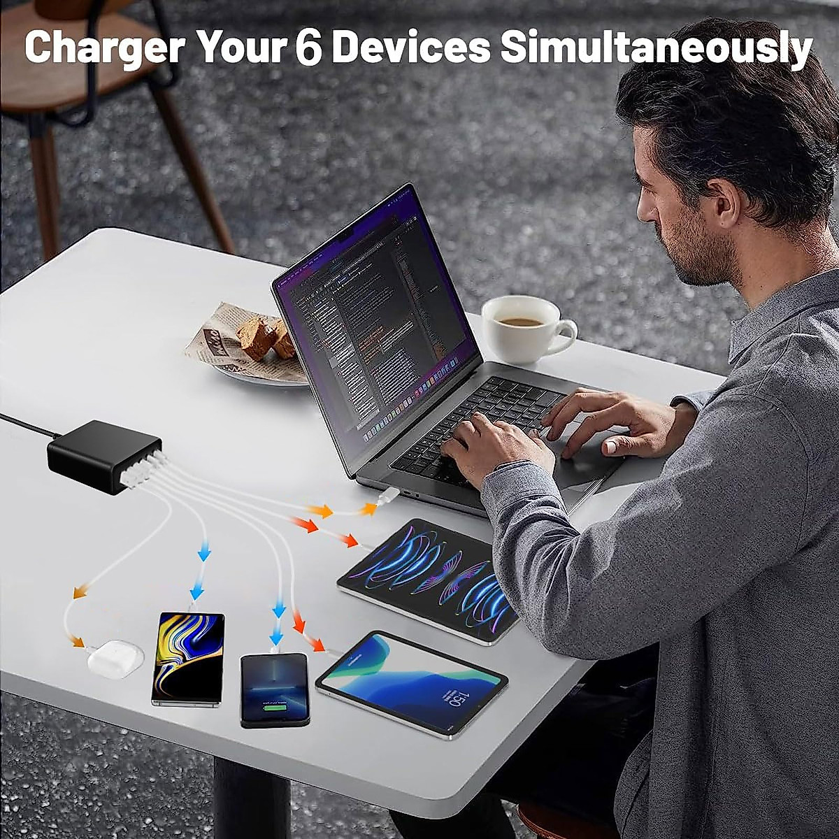 USB C Charger Block, Fast Charging Station，GaN 160w Multiple Port Fast Charging Station USB C Wall Charger Block Comaptible for MacBook Surface Thinkpad Dell Steam Deck iPad iPhone 14 13 12 Pro Max