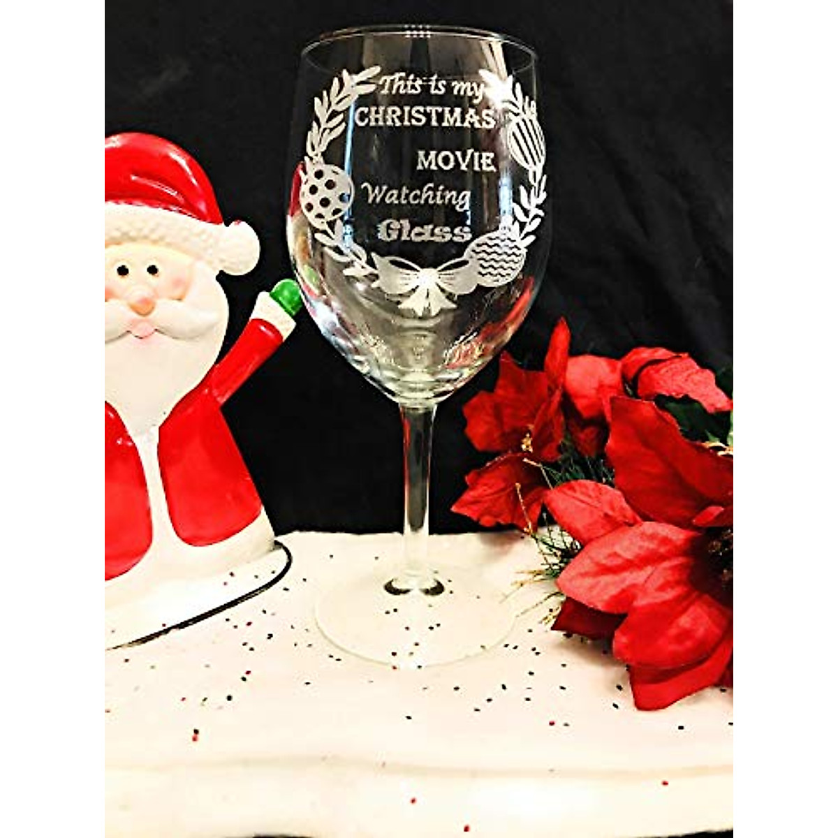 Engraved Wine Glass, Christmas Wine Glass, This is my Christmas Movie watching glass, Humor wine glass, Holiday wine glass