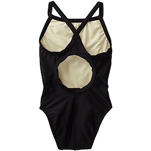 TYR Sport Girls' Solid Diamondback Swim Suit (Black, 24)