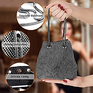 CORIOS Rhinestone Evening Bag for Women Crystal Bucket Purse Sparkly Clutch Glitter Handbag Bling Wedding Shoulder Bag Crossbody Bag Banquet Bag for Wedding Prom Cocktail Party Black