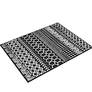 CAMILSON Boho Moroccan Black and White Rug Geometric Diamond 8x10 Area Rugs for Living Room Bedroom Kitchen Modern Bohemian Soft Stain Resistant Non-Shedding Indoor Carpet (8 x 10 Black - White)