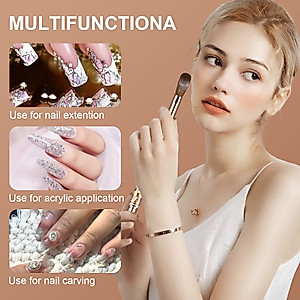 Acrylic Nail Brush Size 10,KEMEISI 100% Pure Kolinsky Nail Art Brushes Sturdy Handle Oval Shaped Acrylic Powder Nail Design Tools for Professional Manicure DIY Home Salon (Gold)