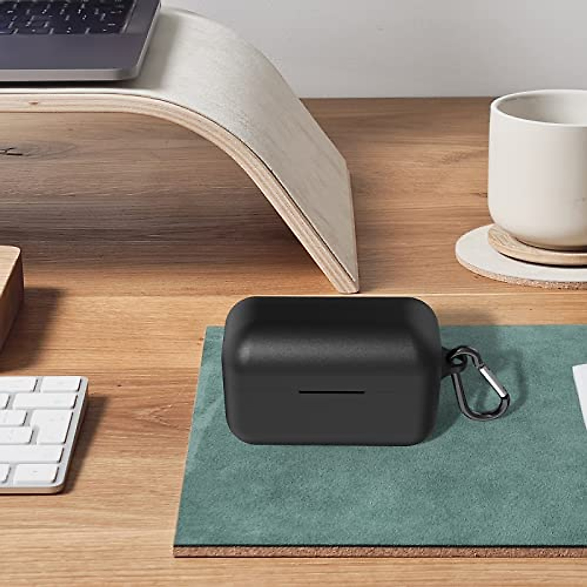 Geekria Silicone Case Cover Compatible with JBL Live 300 True Wireless Earbuds, Earphones Skin Cover, Protective Carrying Case with Keychain Hook, Charging Port Accessible (Black)