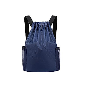 Knchy Drawstring Backpack Bag with Mesh Side Pockets, Large Capacity Sports Gym Bags Waterproof Workout Back Pack for Women Men, Light Draw String Backpacks for Cycling Football Basketball Soccer Yoga