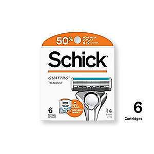 Schick Quattro Titanium Refills — Schick Quattro Refills, Men’s Razor Refills, 6 Count