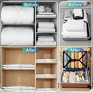 Vacuum Storage Bags with Electric Pump, 12 Combo (3J/3L/3M/3S) Space Saver Sealer Bags, Compression Bags for Comforters, Clothes, Blankets, Coverlet, Quilt, Pillows